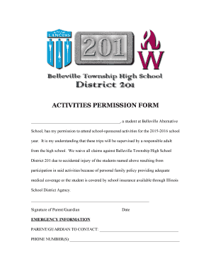 Fillable Online bths201 ACTIVITIES PERMISSION FORM - BTHS 201 - bths201 ...