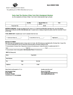 Fillable Online nextgenerationpress BULK ORDER FORM - What Kids Can Do ...