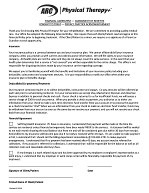 Fillable Online FINANCIAL AGREEMENT ASSIGNMENT OF BENEFITS Fax Email ...