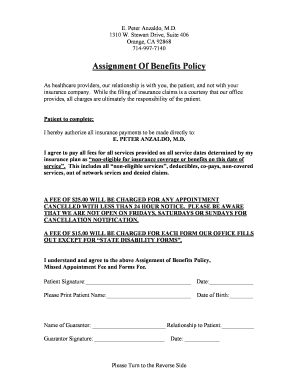 Fillable Online Assignment of Benefits Policydoc Fax Email Print ...