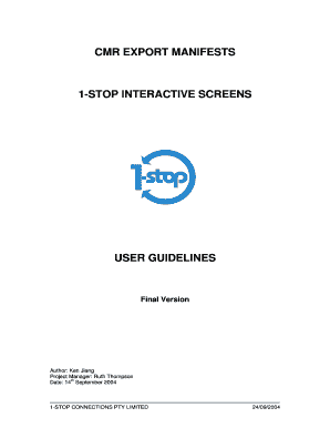 Fillable Online CMR EXPORT MANIFESTS Fax Email Print - pdfFiller