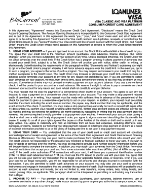 Fillable Online blucurrent VISA Agreement - BluCurrent Credit Union Fax ...