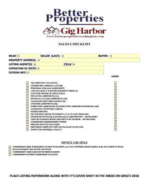 Fillable Online SALES CHECKLIST Fax Email Print - pdfFiller