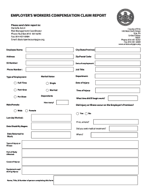 Fillable Online EMPLOYER39S WORKERS COMPENSATION CLAIM REPORT Fax Email ...
