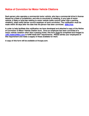 Fillable Online Notice of Conviction for Motor Vehicle Citations Fax ...