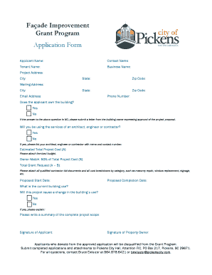 Fillable Online Facade Improvement Grant Program - City of Pickens Fax Email Print - pdfFiller