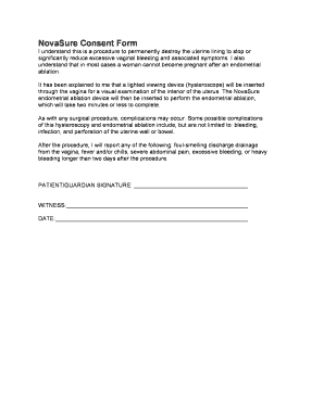 Fillable Online NovaSure Consent Form - ECMISS Home Fax Email Print ...