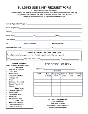 Fillable Online stlukespr Building Key Request Form rev June 2013 ...