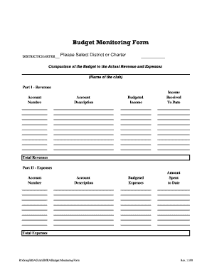 Fillable Online Budget Monitoring Form - vcsbsaorg Fax Email Print ...