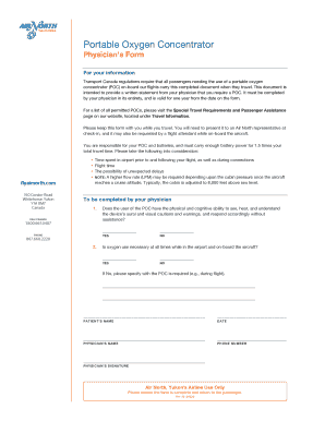 Fillable Online Portable Oxygen Concentrator - Air North Fax Email ...