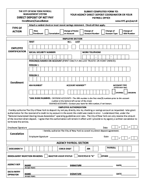 Fillable Online bmcc cuny THE CITY OF NEW YORK PAYROLL SUBMIT COMPLETED ...