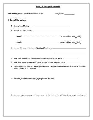 Fillable Online stjamesah ANNUAL MINISTRY REPORT - stjamesahorg Fax ...