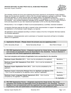 Fillable Online gov pe Business Impact Checklist Fax Email Print ...