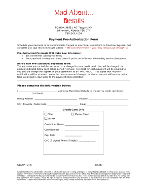 Fillable Online Payment Pre-Authorization Form - Fax Email Print ...