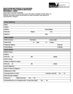Fillable Online rch org ReferralForm Southern1.doc - rch org Fax Email ...