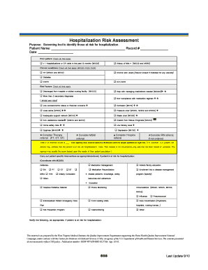 Hospitalization Risk Assessment Form - Fill Online, Printable, Fillable ...