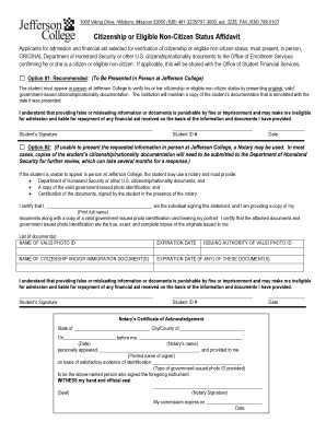 Fillable Online jeffco Citizenship or Eligible Non-Citizen Status Affidavit - jeffco Fax Email ...