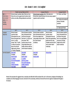 Fillable Online ELA - Grade 3 - Unit 1 - ELL Scaffold Fax Email Print ...