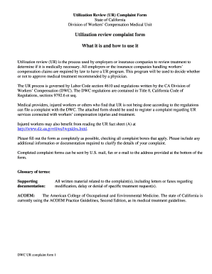 Fillable Online Utilization review complaint form What it is and Fax ...