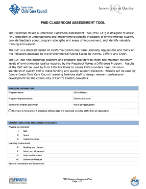 Fillable Online PMD CLASSROOM ASSESSMENT TOOL Fax Email Print - pdfFiller