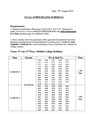 Fillable Online SYJC FORM FILLING SCHEDULE Requirements Fax Email Print ...
