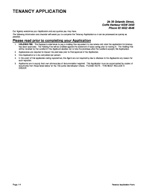 Fillable Online Tenancy Application Form - excelpacomau Fax Email Print ...