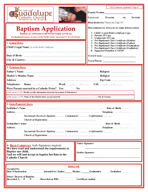 Fillable Online OLOG Baptism Application Fax Email Print - pdfFiller