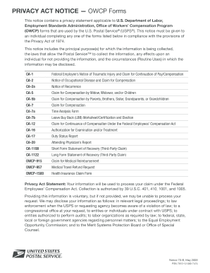 Fillable Online Notice 70-B - Privacy Act Notice - OWCP Forms Fax Email ...