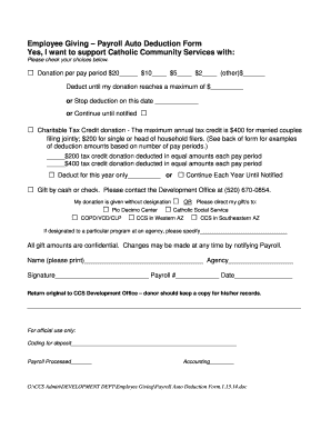 Fillable Online ccs-soaz Employee Giving Payroll Auto Deduction Form ...