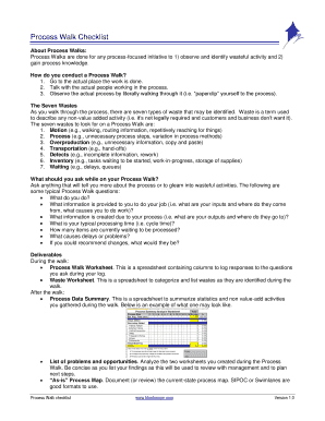 Fillable Online Process Walk Checklist Fax Email Print - pdfFiller
