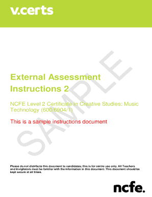 Fillable Online External Assessment Instructions 2 - NCFE Fax Email ...