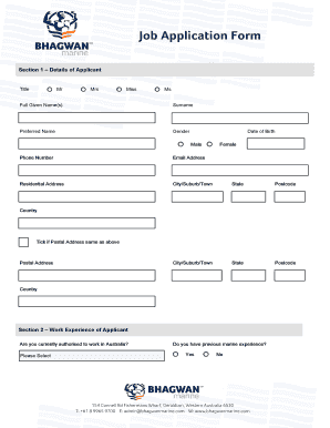 Fillable Online Job Application Form - services Oil and Gas Australia ...