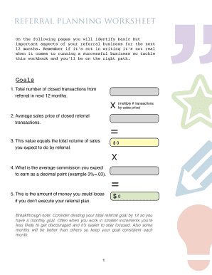 Fillable Online Referral planning worksheet - Breakthrough Broker Fax ...