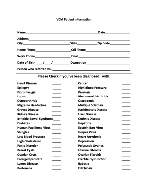 Fillable Online VCM form oct13 - Fax Email Print - pdfFiller