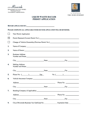 Fillable Online riversideca LIQUID WASTE HAULER Fax Email Print - pdfFiller