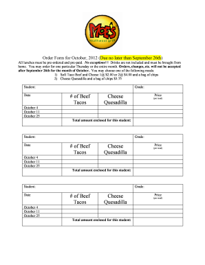 Fillable Online Moe's Order Form for Oct. 2012 Fax Email Print - pdfFiller