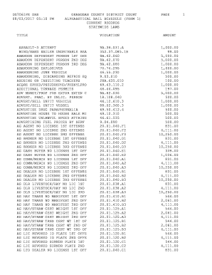 Fillable Online ALPHABETICAL BAIL SCHEDULE (FORM 1) Fax Email Print ...