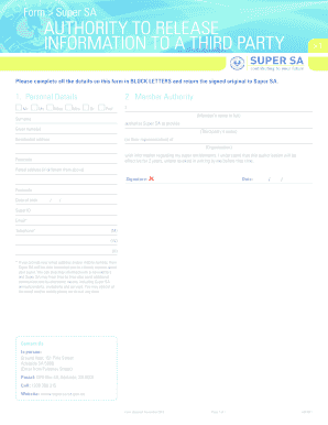 Fillable Online Form SuperSA AUTHORITY TO RELEASE INFORMATION TO A ...