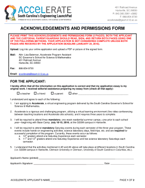 Fillable Online ACKNOWLEDGEMENTS AND PERMISSIONS FORM Fax Email Print - pdfFiller