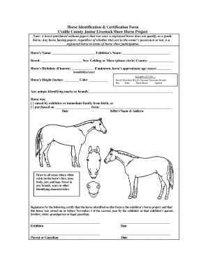 Fillable Online uvalde agrilife Horse Identification & Certification ...