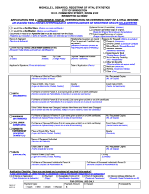 Fillable Online DEMARCO, REGISTRAR OF VITAL STATISTICS Fax Email Print - pdfFiller