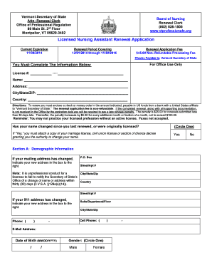Fillable Online Licensed Nursing Assistant Renewal Application Fax ...