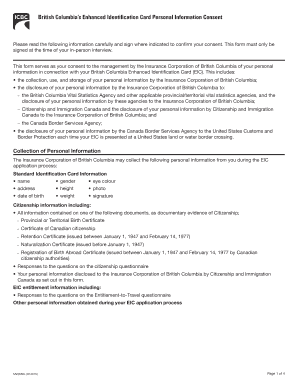 Fillable Online British Columbias Enhanced Identification Card Personal ...