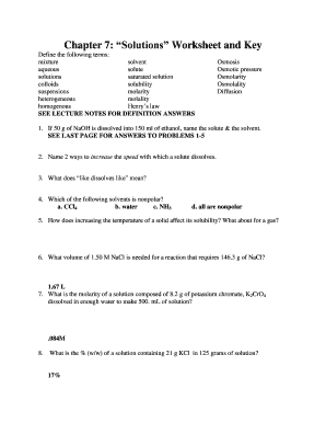 Fillable Online Chapter 7: Solutions Worksheet and Key Fax Email Print ...