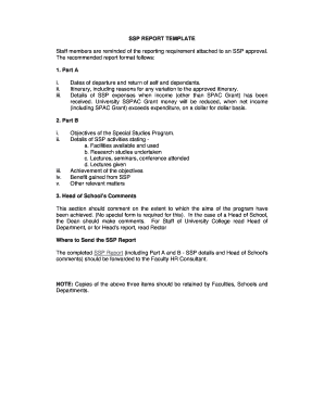 Fillable Online SSP REPORT TEMPLATE Fax Email Print - pdfFiller
