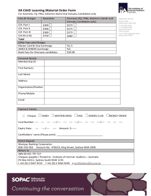Fillable Online IIA CIA Learning Material Order Form Fax Email Print ...