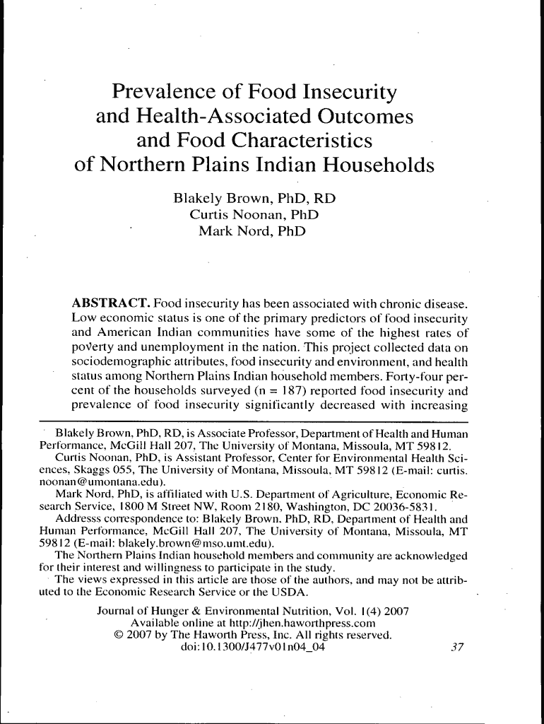 Fillable Online cas umt Prevalence of Food Insecurity Fax Email Print ...