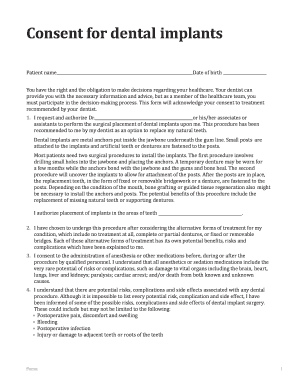 Fillable Online Consent for dental implants Fax Email Print - pdfFiller