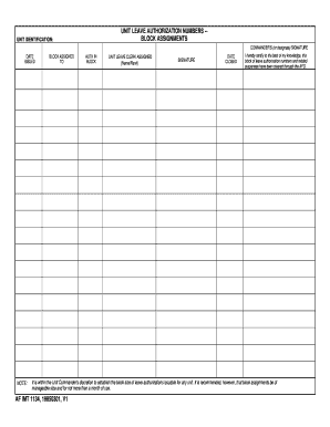 Fillable Online UNIT LEAVE AUTHORIZATION NUMBERS BLOCK ASSIGNMENTS Fax ...