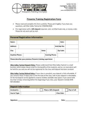 Fillable Online Firearms Training Registration Form Personal Fax Email ...